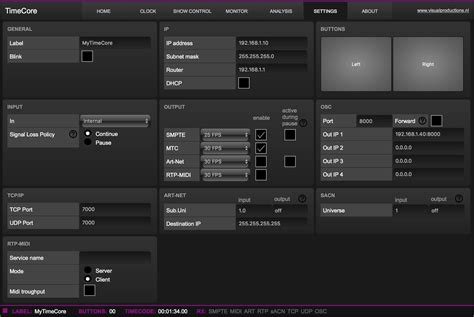 visual productions timecore timecode m s and konverter midi smpte linear artnet timecode generator