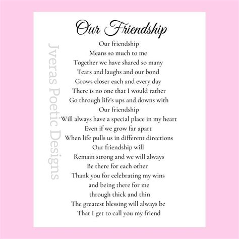 To My Best Friend Poem Printable Bff Birthday Ts Just Etsy Artofit