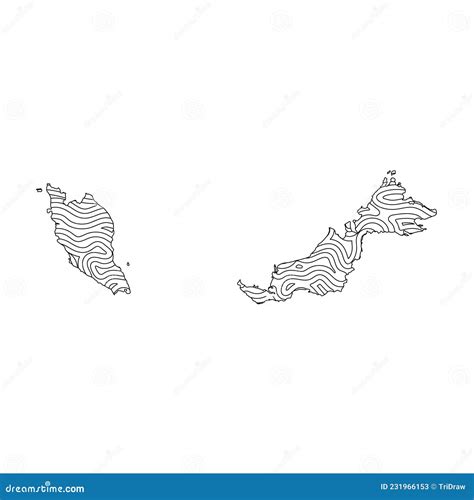 abstract topographic style malaysia map design stock vector