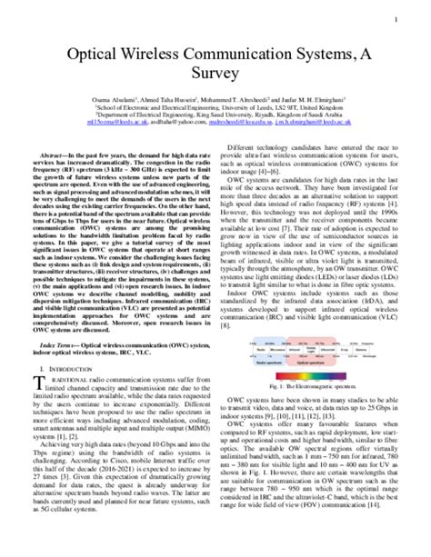 Pdf Optical Wireless Communication Systems A Survey