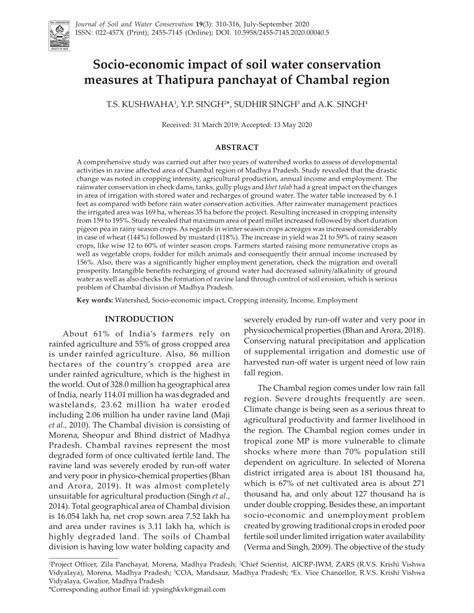 Pdf Socio Economic Impact Of Soil Water Conservation Measures At