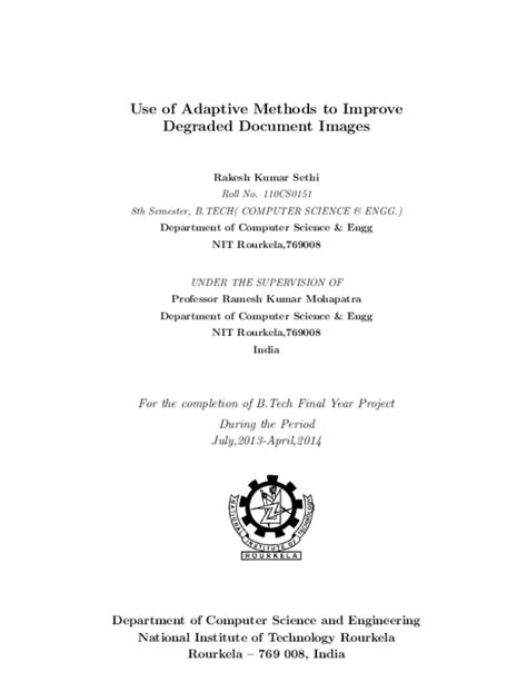 Pdf Use Of Adaptive Methods To Improve Degraded Document Images Under The Supervision Of