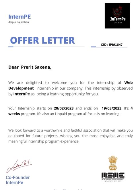 Prerit Saxena On Linkedin Opportunity Webdeveloper Intern