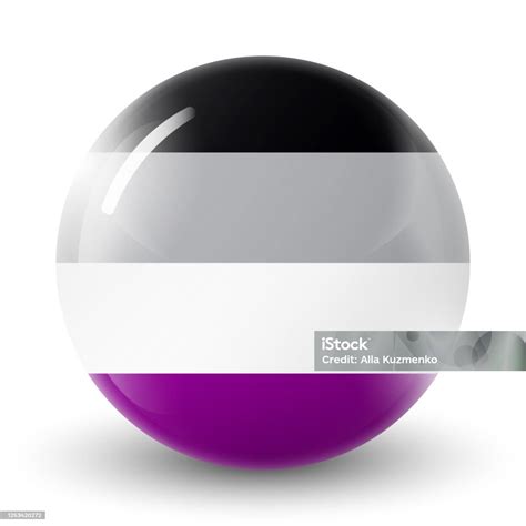 무성애자의 깃발유리 라이트 볼 둥근 구 템플릿 아이콘 광택 사실적 공 3d 추상 벡터 일러스트 사랑이 승리합니다 무지개 색상의 무성 로고 기호 스티커 프라이드 컬렉션 3차원