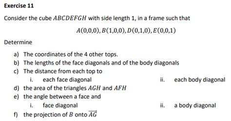 Solved Exercise 11consider The Cube Abcdefgh With Side