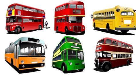 Premium Vector Six City Buses Coach School Bus Eps10 Vector