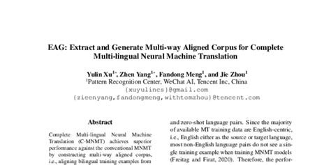 Eag Extract And Generate Multi Way Aligned Corpus For Complete Multi Lingual Neural Machine
