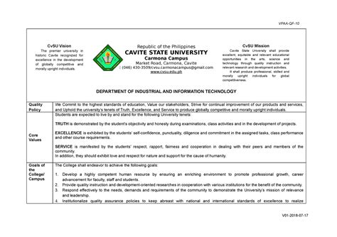 Dcit 23 Discrete Mathematics Republic Of The Philippines Cavite State University Carmona