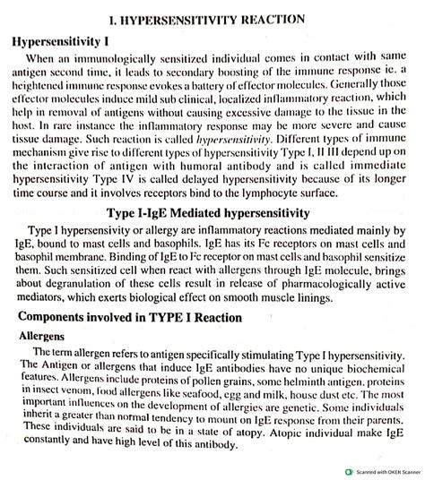 Hypersensitivity 1 Type 1 Ig E Mediated Hypersensitivity Components Involved In Reaction