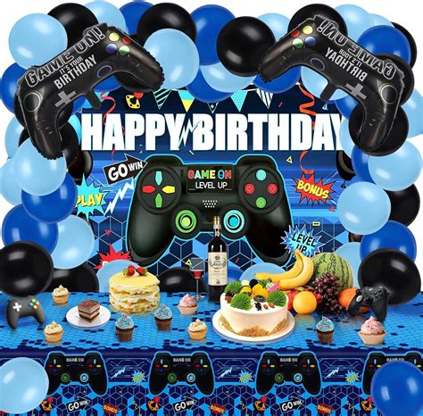Video Game Birthday Party Decorations Set Gaming Happy Birthday Supplies Includes