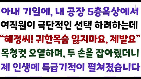반전신청사연아내와 사별후 내공장 옥상에서 여직원이 극단적인 선택하려하는데 혜정씨 귀한목숨 잃지마요제발요 목청껏