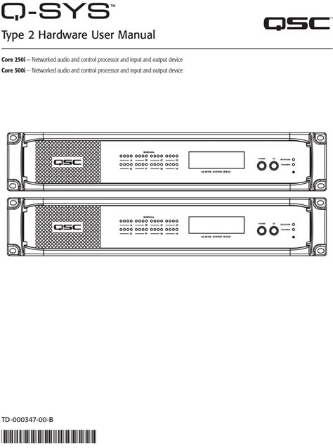 Qsc Q Sys Core I User Manual Pdf Download Manualslib