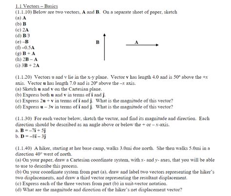 Solved 1 1 Vectors Basics 1 1 10 Below Are Two Vectors Chegg Com