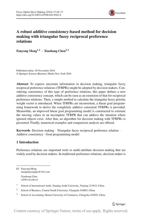 A Robust Additive Consistency Based Method For Decision Making With