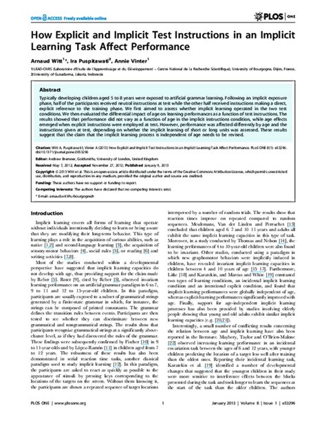 Pdf How Explicit And Implicit Test Instructions In An Implicit