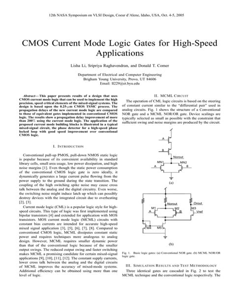 CMOS Current Mode Logic Gates For High Speed Applications