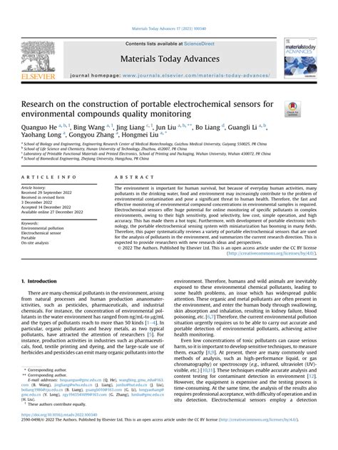 Pdf Research On The Construction Of Portable Electrochemical Sensors For Environmental