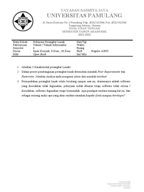 Soal Uts Rekayasa Perangkat Lunak Dikonversi Pdf