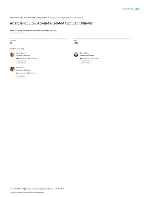Analysis Of Flow Around A Heated Circular Cylinder Pdf Fluid Dynamics Reynolds Number