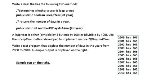 Solved Write A Class The Has The Following Two Methods
