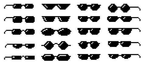 Black Glasses Pixel Art Icons Boss Sunglasses 8 Bit Spectacles And Summer Style Eyeglasses