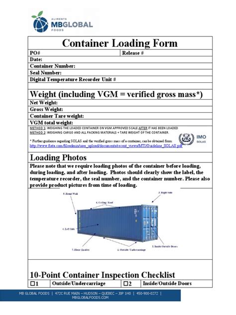 Container Loading Instructions Pdf Weight Building Engineering