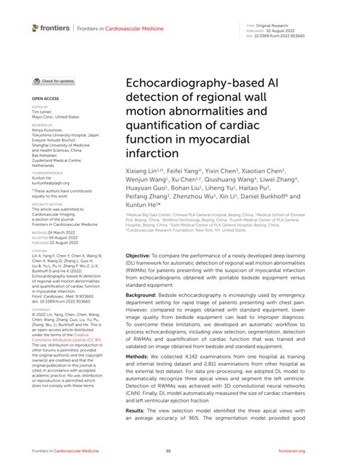 Pdf Echocardiography Based Ai Detection Of Regional Wall Motion Abnormalities And