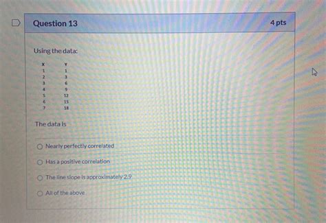Solved Question Pts Correlation Tells Us If There Is A Chegg
