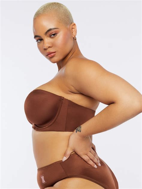 Core Microfiber Strapless Bra In Brown And Nude Savage X Fenty