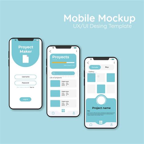 Colored Mobile App Mockup Templates Vector Stock Vector Illustration Of Display Vector 282561888