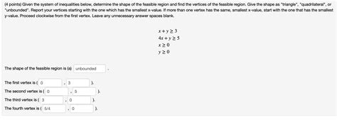 solved 4 ﻿points ﻿given the system of inequalities below