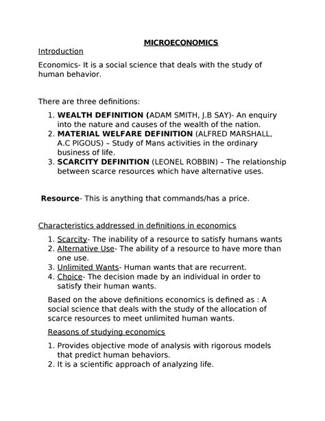 Microeconomics Lecture MICROECONOMICS Introduction Economics It Is A Social Science That
