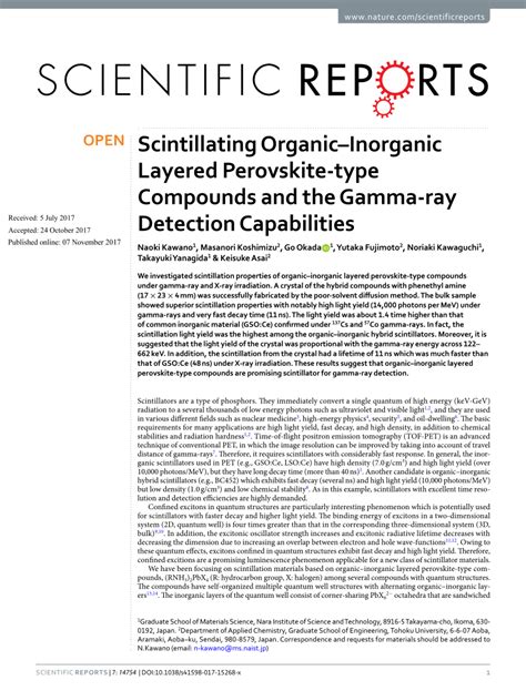 Pdf Scintillating Organic Inorganic Layered Perovskite Type Compounds