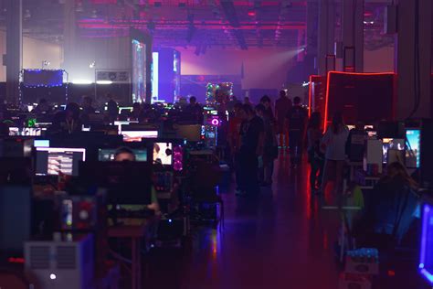 Computer Lit Alley Of The Byoc Area Of Quakecon 2017
