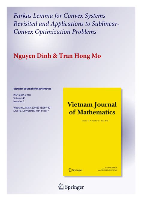 pdf farkas lemma for convex systems revisited and applications to