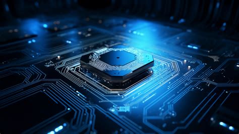 蓝色科技感数据传输电子芯片背景插画图片素材下载 格式 熊猫办公