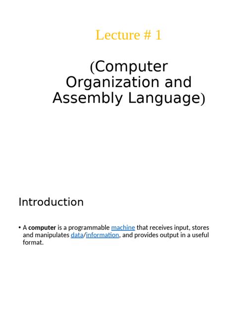 Lecture 1 Introduction Pdf Central Processing Unit Inputoutput