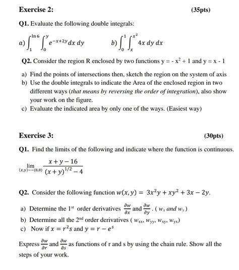Solved Exercise 2 35pts Q1 Evaluate The Following Double