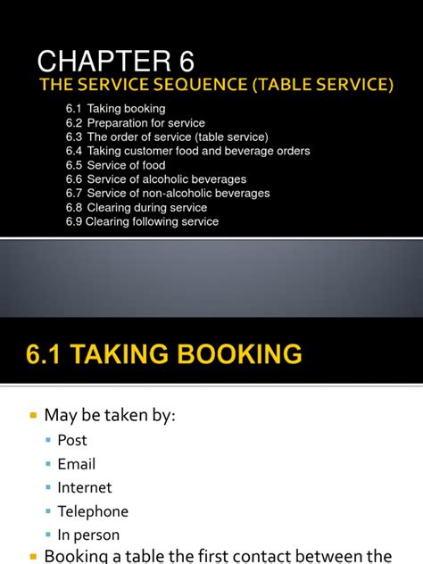 Chapter 6 The Service Sequence Table Service Pdf Tableware Beer