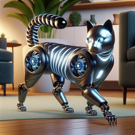 Robotic Cat Lifelike Led Eyed Feline Ai Art Generator Easy Peasyai