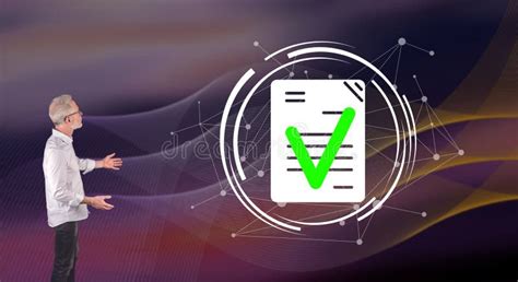 um conceito de validação de documentos explicado por um empresário num ecrã de parede imagem de