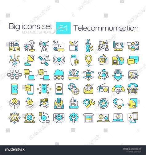 Telecommunication Rgb Color Icons Set Wired Stock Vector Royalty Free 2501618475 Shutterstock