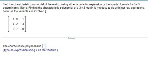 Answered Find The Characteristic Polynomial Of… Bartleby