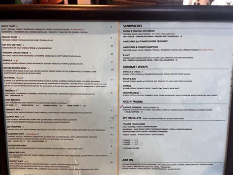 Menu At Blue 36 Cafe North Sydney Opposite North Sydney Train Station