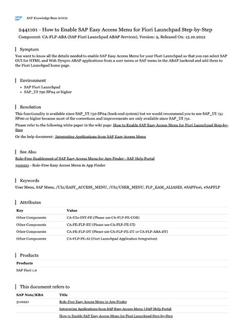 How To Enable Sap Easy Access Menu For Fiori Launchpad Step By Step Pdf