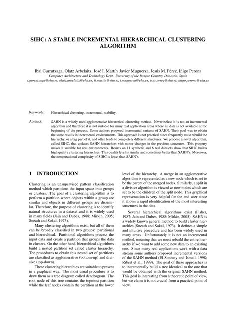 PDF SIHC A Stable Incremental Hierarchical Clustering Algorithm