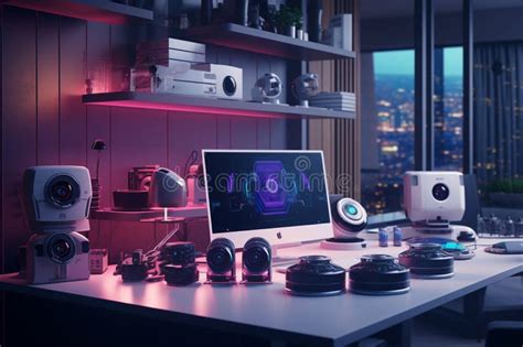 Smart Home Security Systems With Cameras And Senso Stock Illustration