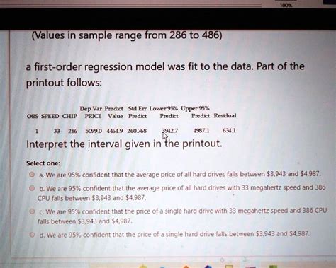 We Values In Sample Range From 286 To 486 A First Order Regression