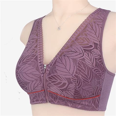 36 52 Women Front Zipper Bra Butang Depan Plus Size Bralette Large