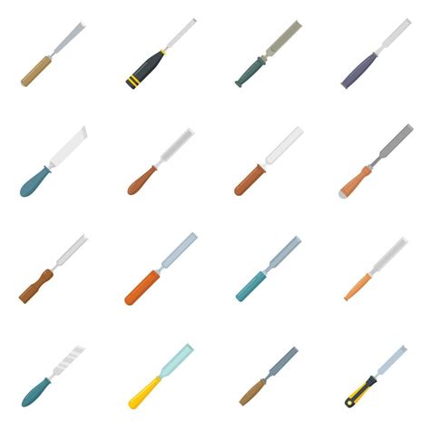 Chisel Icons Set Flat Vector Isolated 8851979 Vector Art At Vecteezy